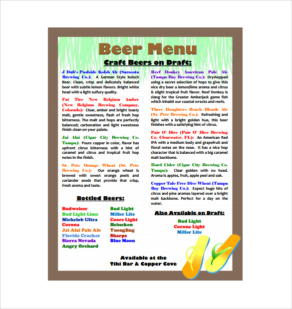 21+ Beer Menu Templates - Free Sample, Example Format Download!