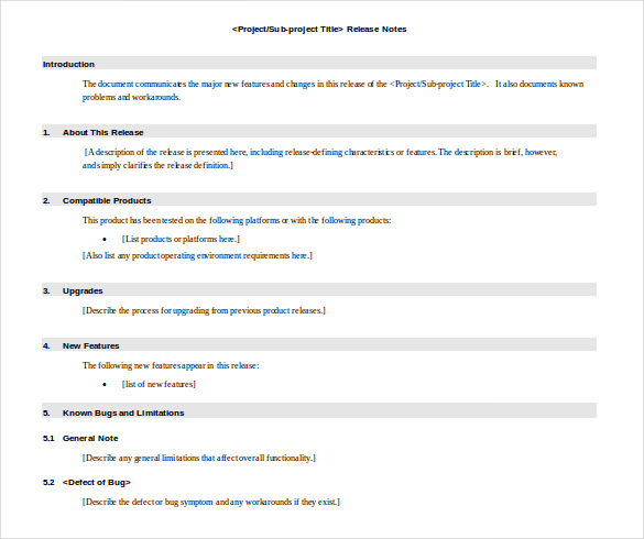 Release Notes Template - 15+ Free Word, PDF Documents Download