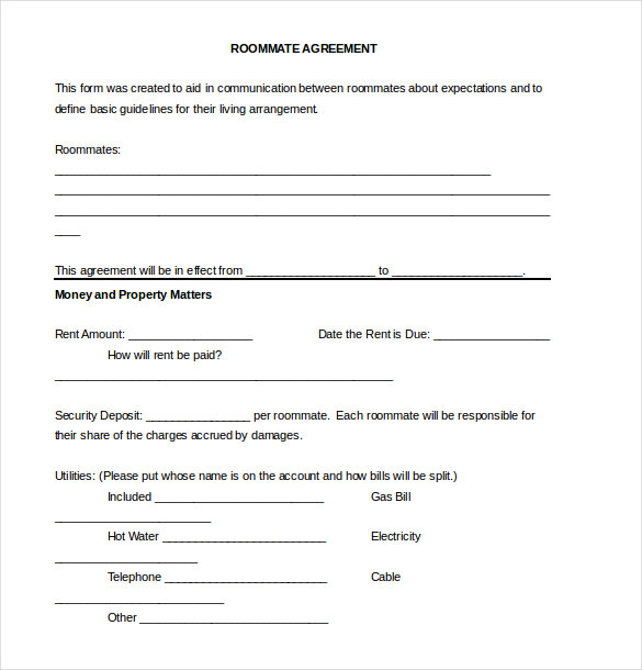 17 Roommate Agreement Templates Free Word PDF Format Download