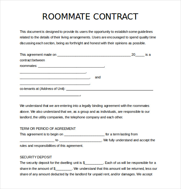 17 Roommate Agreement Templates Free Word PDF Format Download