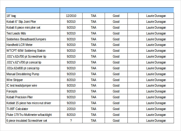 19+ Tool Inventory Templates – Free Sample, Example, Format Download