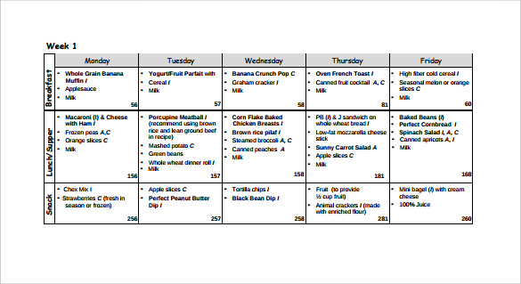 Daycare Menu - 14+ Free Templates in Word, PSD, AI