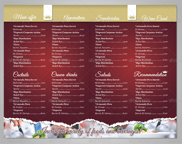Restaurant Menu - 56+ Free Templates in Google Docs, Pages, PSD