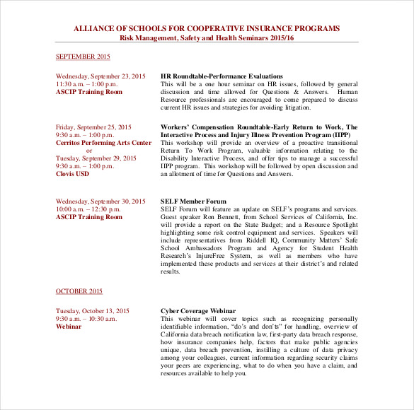 Training Calendar Template - 42+ Word, PDF, PSD Documents Download