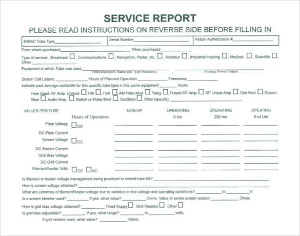 Sample Service Report Template - 31+ Word, PDF Download