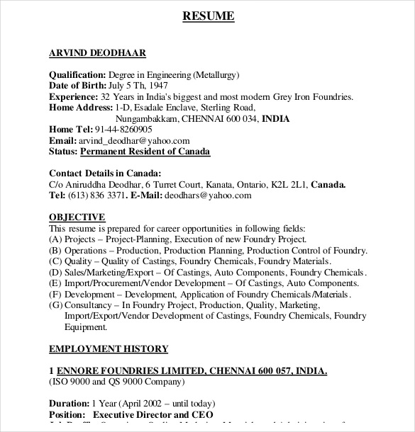 Automobile Resume Templates - 29+ Word, PDF, Apple Pages, InDesign, PSD ...