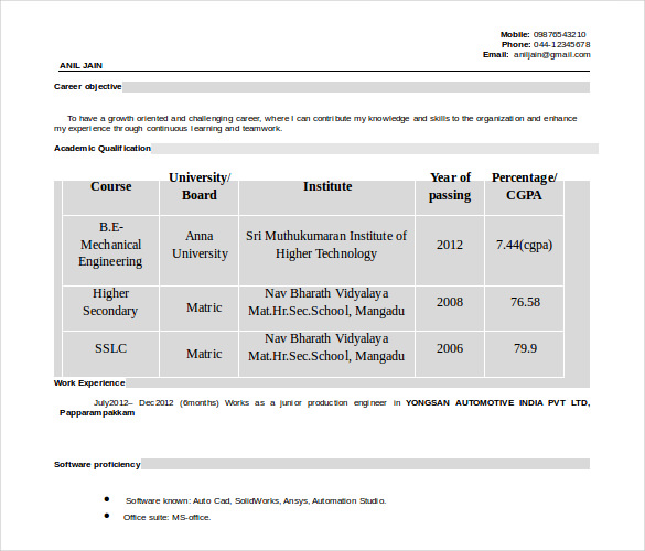 Automobile Resume Templates - 29+ Word, PDF, Apple Pages, InDesign, PSD ...