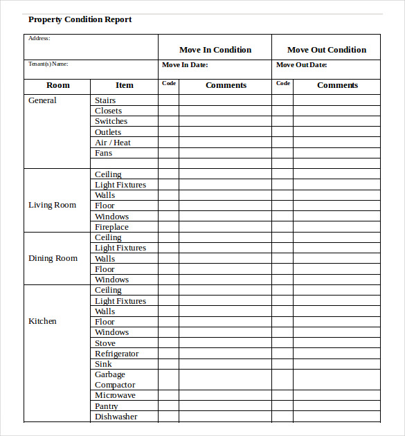 Residential Inventory And Condition Form Fillable Printable Forms 