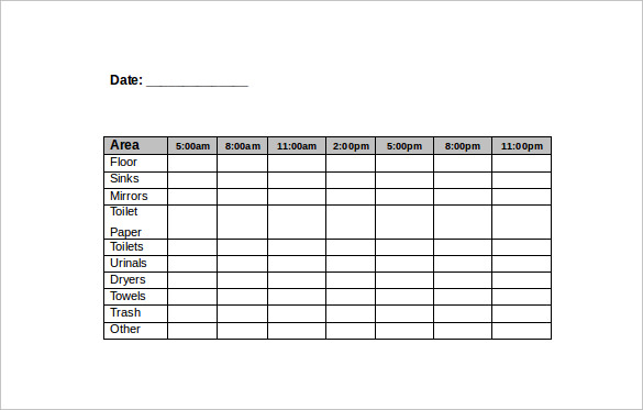 Toilet Cleaning Roster Template