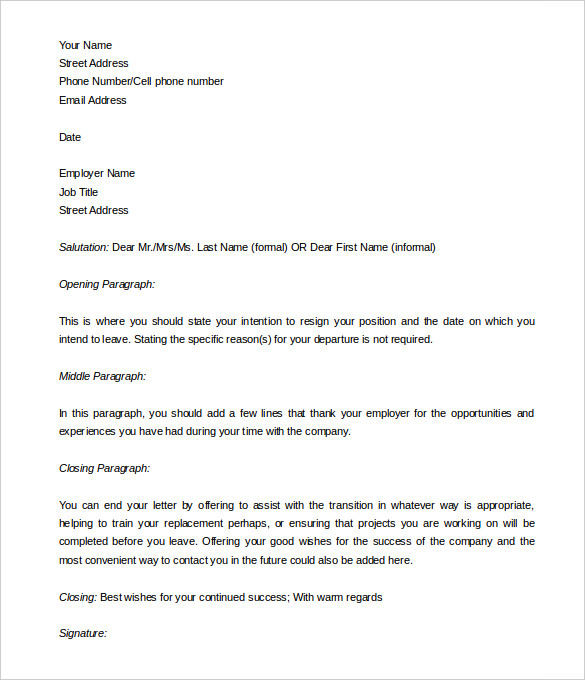 36+ Two Weeks Notice Letter Templates - PDF, Google Docs, MS Word ...