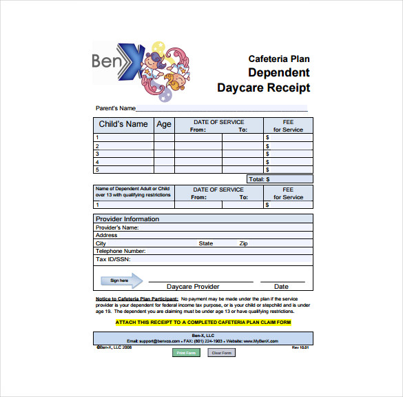 20+ Daycare Receipt Templates in Word | Google Docs | Google Sheets ...