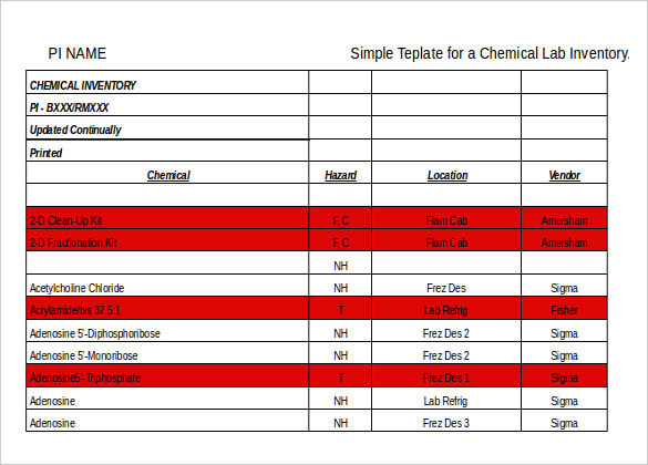 15+ Chemical Inventory Templates – Free Sample, Example, Format ...