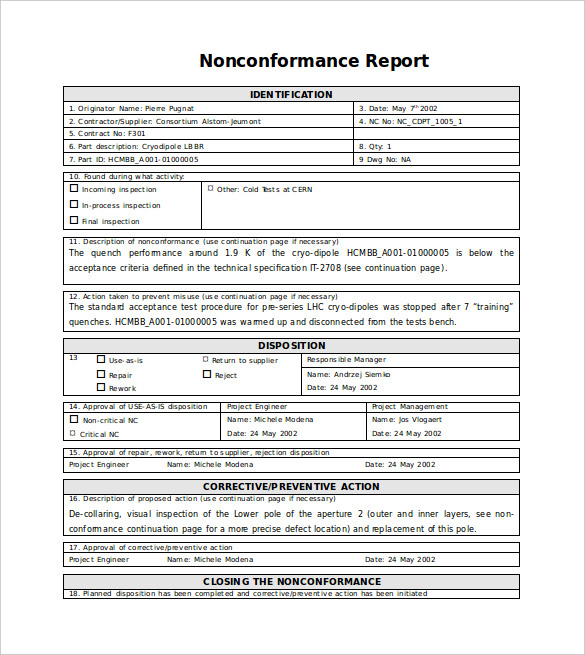 25+ Non Conformance Report Templates - PDF, Docs, Word, Pages