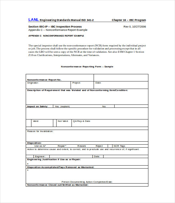 25+ Non Conformance Report Templates - PDF, Docs, Word, Pages