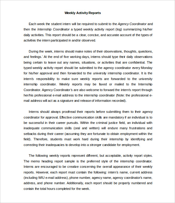 36+ Weekly Activity Report Templates - PDF, DOC