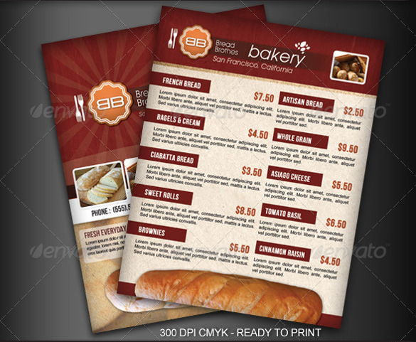 Bakery Menu - 36+ Free Templates in PSD, AI