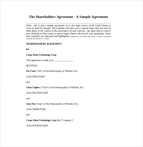 18+ Shareholder Agreement Templates - Free Word, PDF Format Download