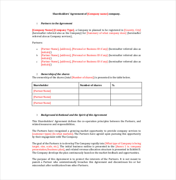 18+ Shareholder Agreement Templates - Free Word, PDF Format Download