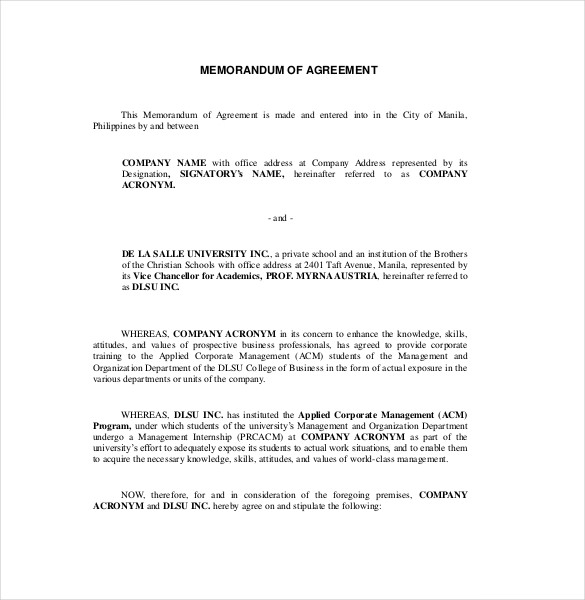 16+ Memorandum of Agreement Templates - PDF, DOC