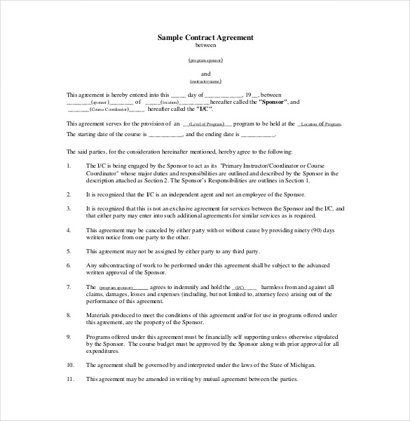 21+ Contract Agreement Templates - Word, PDF, Pages