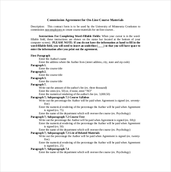 12+ Commission Agreement Templates - Word, PDF, Apple Pages
