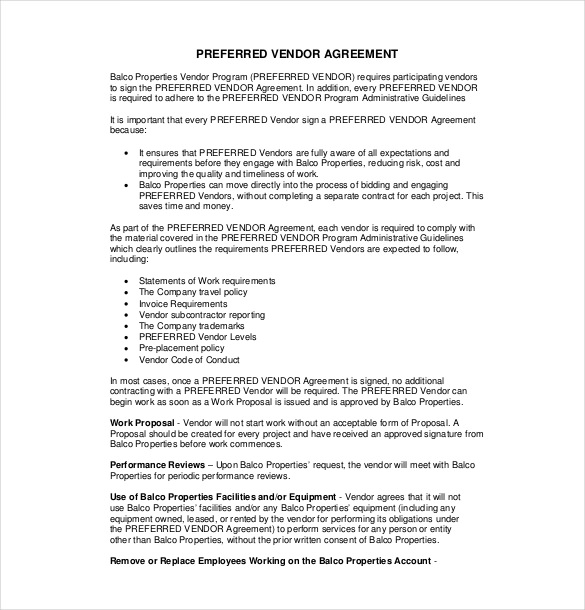 27+ Sample Vendor Agreement Templates - PDF, DOC