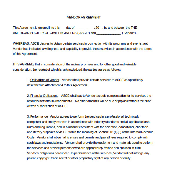 27+ Sample Vendor Agreement Templates - PDF, DOC