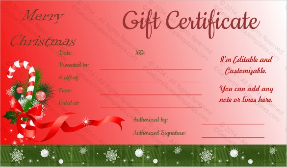 Christmas Gift Certificate Template Free Download Creative 