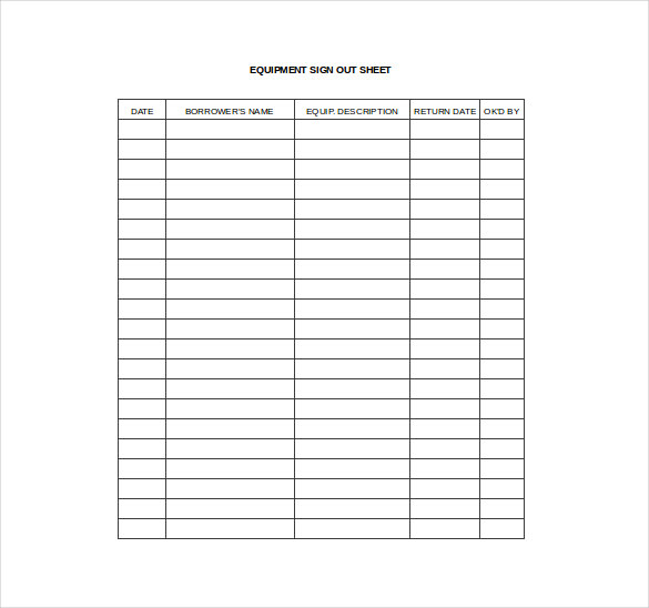 20 Sign Out Sheet Templates Sample Example Format Download