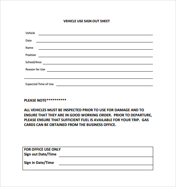 20 Sign Out Sheet Templates Sample Example Format Download 20 Sign Out Sheet Templates Sample Example Format Download