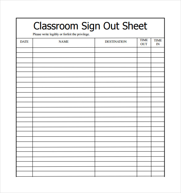 20+ Sign Out Sheet Templates - Sample, Example, Format Download
