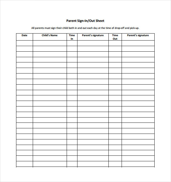 20+ Sign Out Sheet Templates - Sample, Example, Format Download