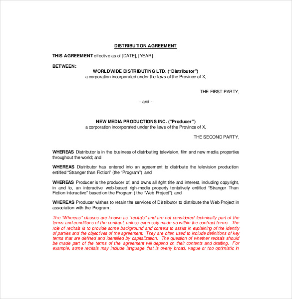 25+ Distribution Agreement Templates – Free Word, PDF Format Download
