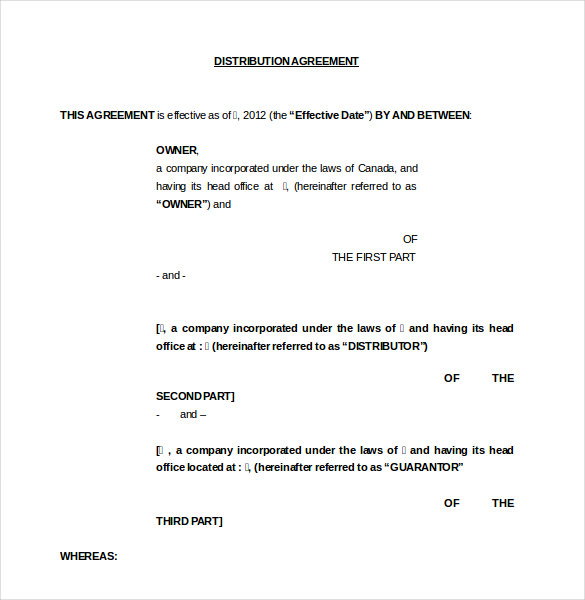 25+ Distribution Agreement Templates – Free Word, PDF Format Download