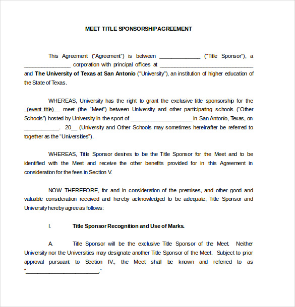 24+ Sponsorship Agreement Templates - Free Sample, Example, Format Download
