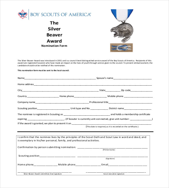 Award Nomination Form Template - 12+ Free Word, PDF Documents Download
