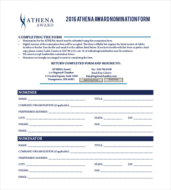 Award Nomination Form Template - 12+ Free Word, PDF Documents Download