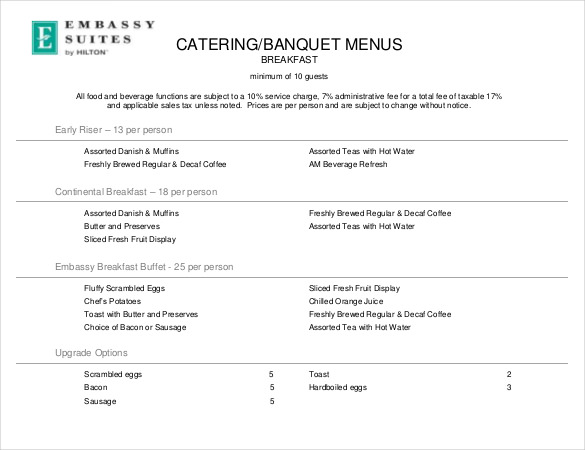 24+ Catering Menu Templates - AI, PSD, Google docs, Apple pages | Free ...