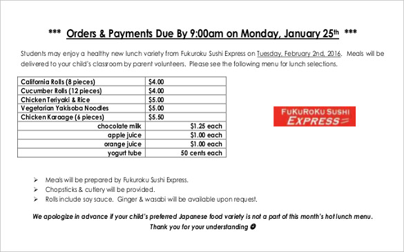 13+ Food Order Templates - Word, PDF, Excel, Google Docs, Apple Pages