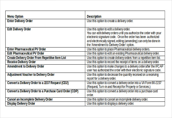 25+ Delivery Order Templates - Word, Google Docs