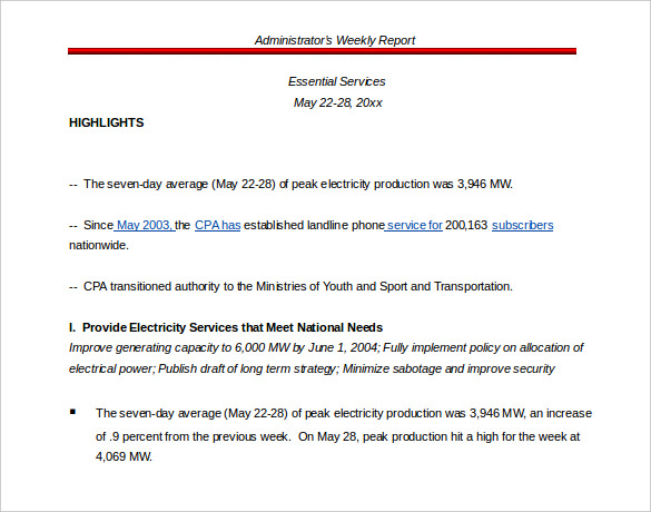 36+ Weekly Activity Report Templates - PDF, DOC