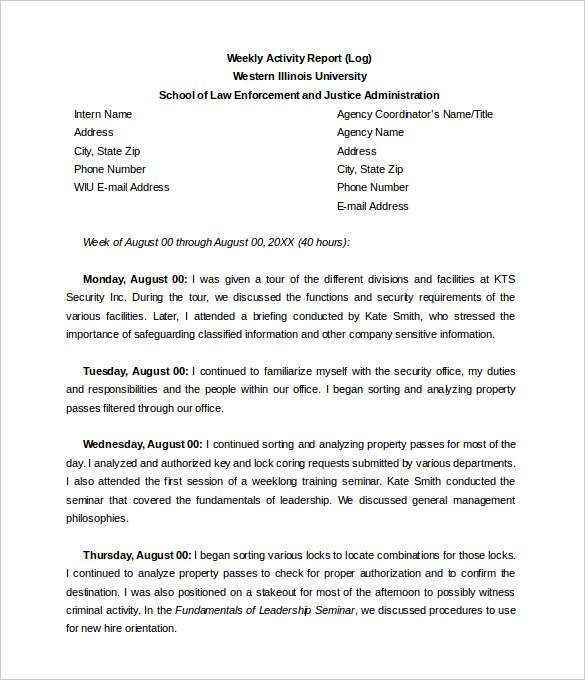 36+ Weekly Activity Report Templates - PDF, DOC