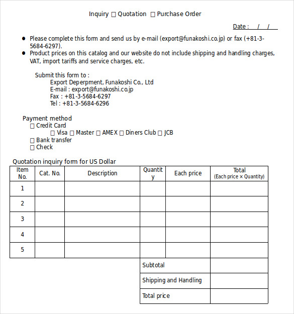 Purchase Order Template - Free Templates