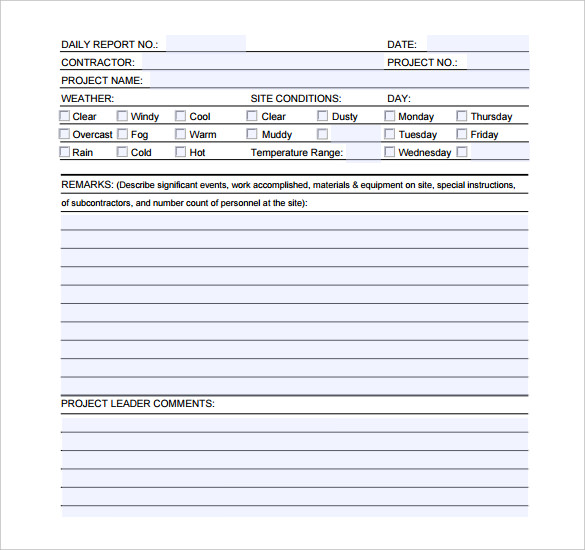 27+ Daily Construction Report Templates - PDF, Google Docs, MS Word ...