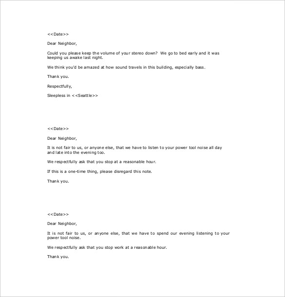 Noise Complaint Letter Template 12 Word Pdf Documents Download