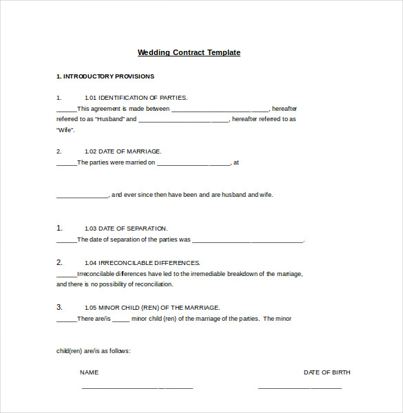 Wedding Contract Template – 13+ Word, PDF, Google Docs Documents Download