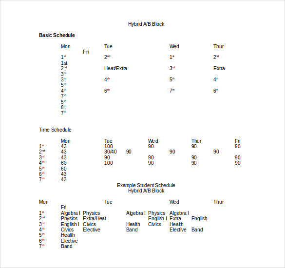 25 Word Schedule Templates Free Download