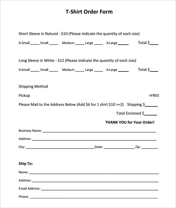 27+ T-Shirt Order Form Templates - PDF, DOC
