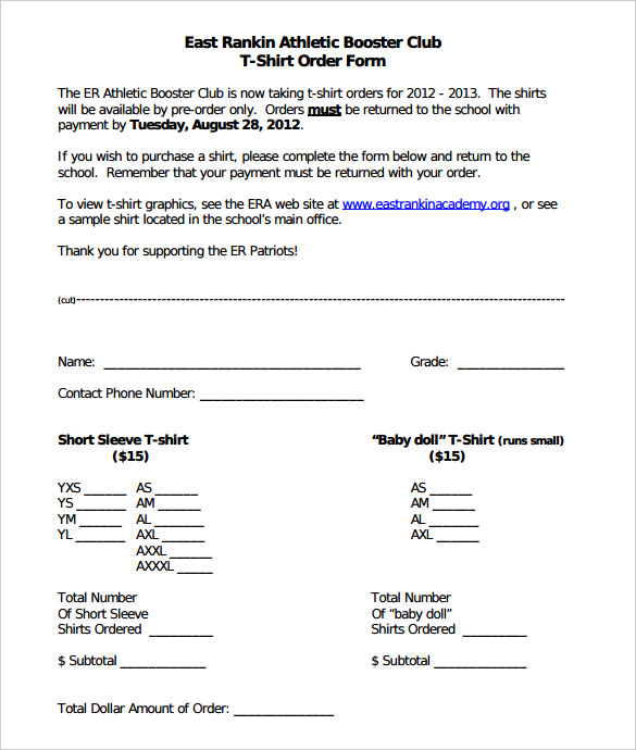 27+ T-Shirt Order Form Templates - PDF, DOC