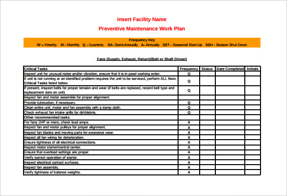 35+ Preventive Maintenance Schedule Templates - Word, Excel, PDF